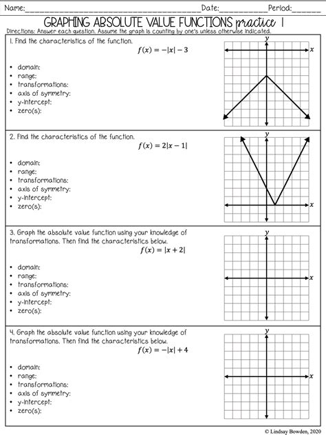 absolute value function worksheets