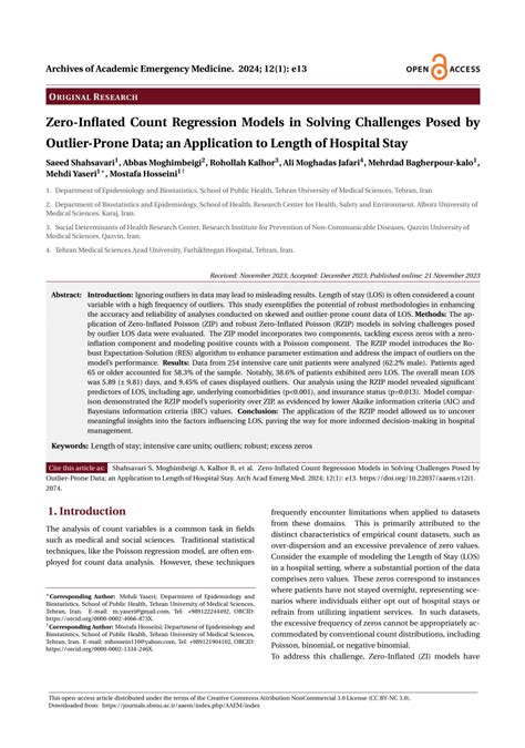 pdf zero inflated count regression models in solving challenges posed by outlier prone data
