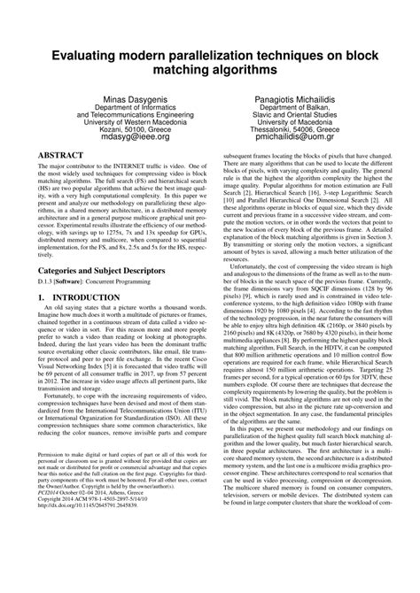 pdf evaluating modern parallelization techniques on block matching algorithms