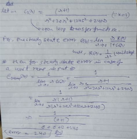 given the system below determine the steady state error for a unit ramp input r s c s