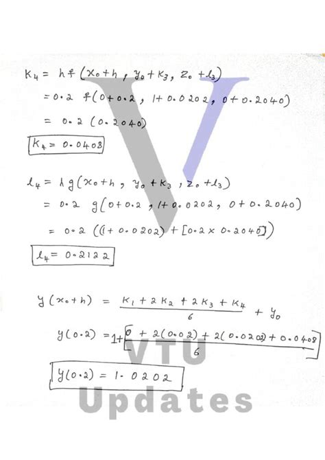solve using runge kutta method of four order vtu updates