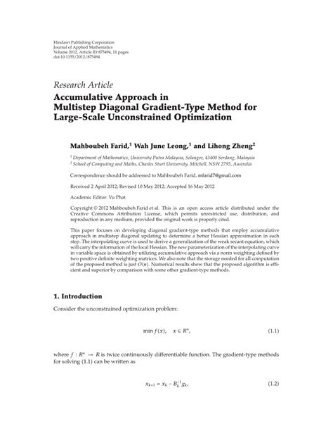pdf accumulative approach in multistep diagonal gradient type method for large scale