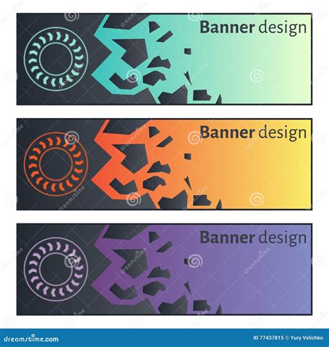 Banner Design Collection Of Three Beautiful Colorful Banners Stock