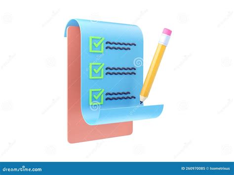 Checklist 3d Render Paper List With Questionnaire Contract Clipboard
