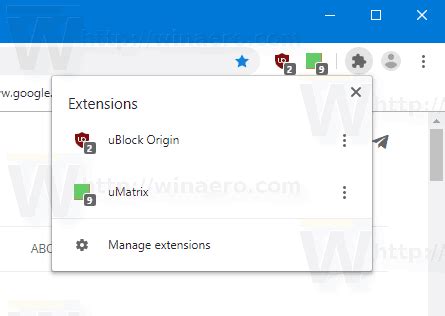 Enable Or Disable Extension Toolbar Menu In Google Chrome