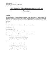 3 3 Introduction To Pseudocode And Flowcharts Docx Jasmine Bowser IT