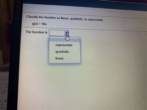 solved classify the function as linear quadratic or