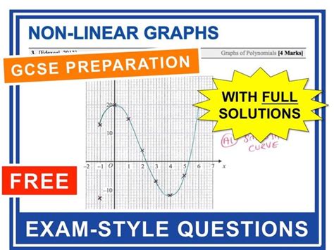 gcse 9 1 exam question practice non linear graphs teaching resources