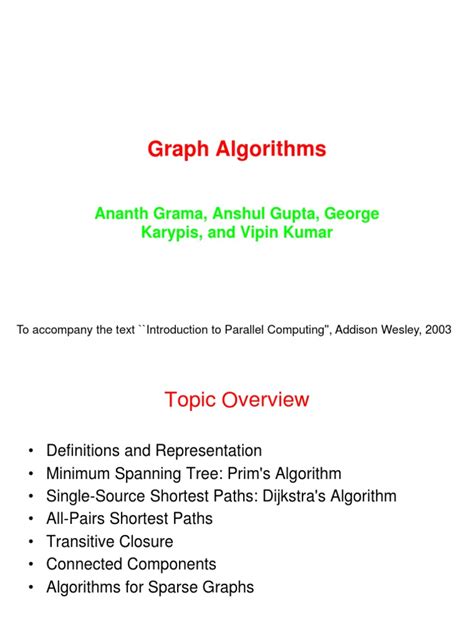 graph algorithms ananth grama anshul gupta george karypis and vipin kumar pdf vertex
