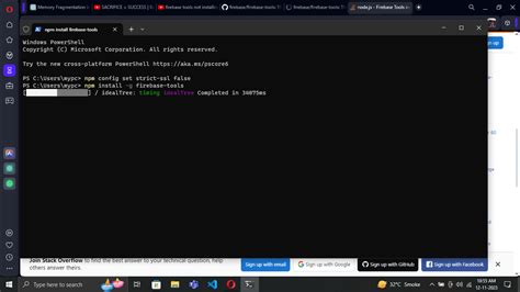 command line interface issue with npm installation of firebase tools stuck during