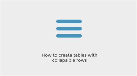 How To Create Tables With Collapsible Rows YouTube