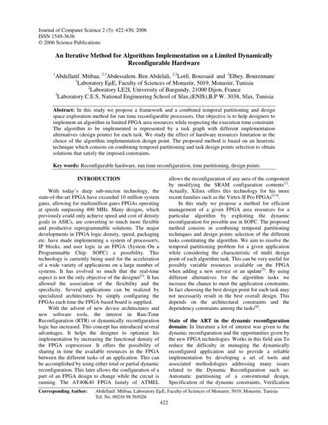 pdf an iterative method for algorithms implementation on a limited dynamically reconfigurable