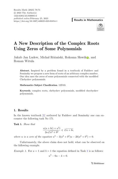 pdf a new description of the complex roots using zeros of some polynomials