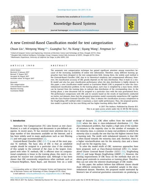 pdf a new centroid based classification model for text categorization