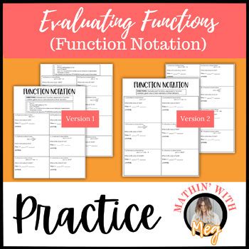 Evaluating Functions Function Notation Calculator Notes Practice