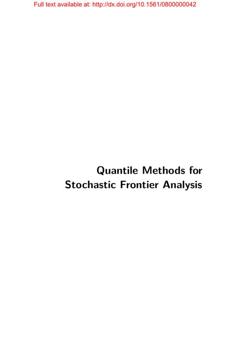 pdf quantile methods for stochastic frontier analysis