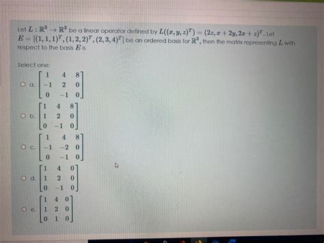 solved let l r3 → r be a linear operator defined by