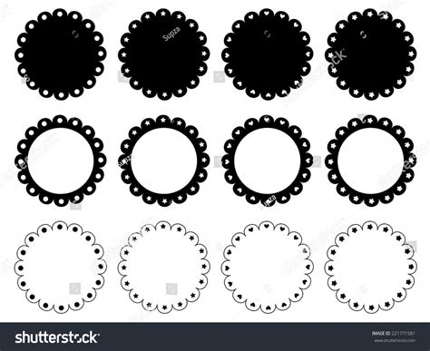 Scalloped Edge Circle Frame Set Stock Vector Royalty Free 221771581