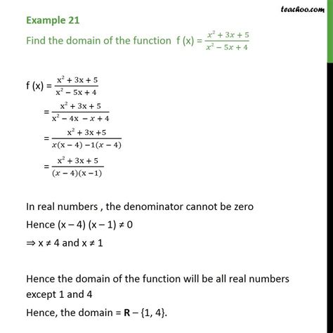 example 21 find domain of f x x2 3x 5 x2 5x 4