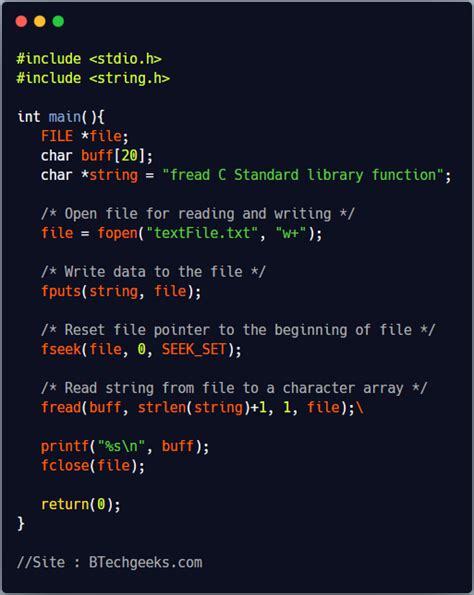 fread function in c fread c library function btech geeks