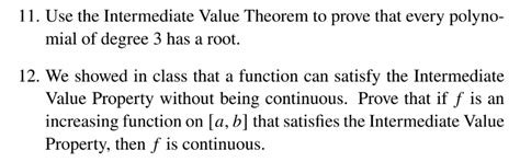 solved 11 use the intermediate value theorem to prove that