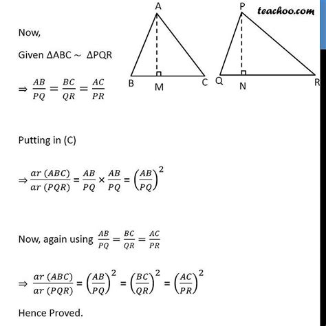 Theorem Class Prove That Ratio Of Areas Of Similar Triangle
