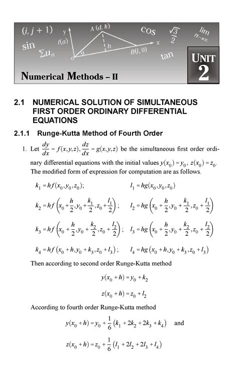 188 sample chapter notes unit numerical methods ii 2 2 numerical solution of simultaneous