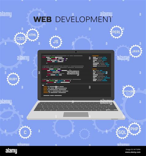 web development infographic programming and coding concept vector illustration stock vector