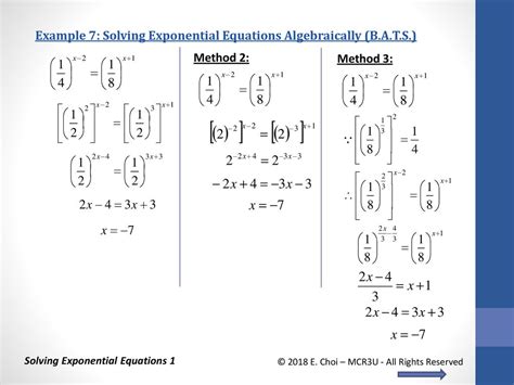 grade 11 university mcr3u unit 3 exponential functions solving exponential equations 1 mr