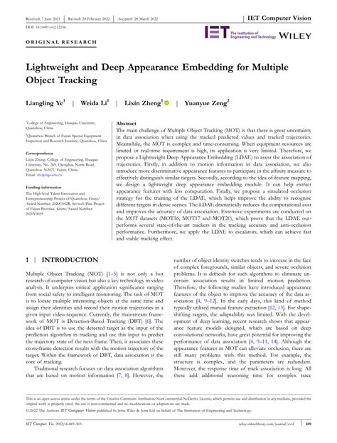 pdf lightweight and deep appearance embedding for multiple object tracking