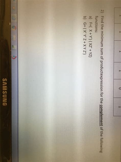 solved find the minimum sum of productexpression for the