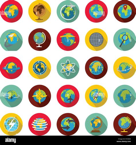 Globe Earth Icons Set Flat Illustration Of 25 Globe Earth Vector Icons