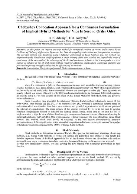 chebyshev collocation approach for a continuous formulation of implicit hybrid methods for vips