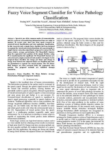 pdf fuzzy voice segment classifier for voice pathology classification sathees kumar nataraj