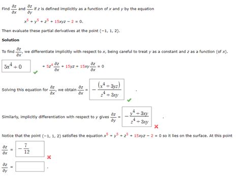 solved find ∂x∂z and ∂y∂z if z is defined implicitly as a
