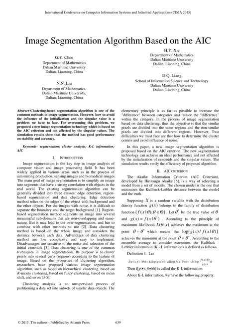 pdf image segmentation algorithm based on the aic