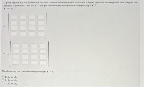 solved 1 point assume that a is a matrix with four rows