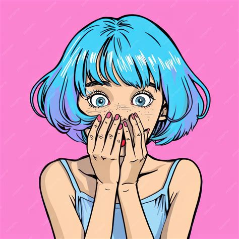 Premium Photo Logo Cartoon Character A Woman Covers Her Mouth With Her Hand Color Background