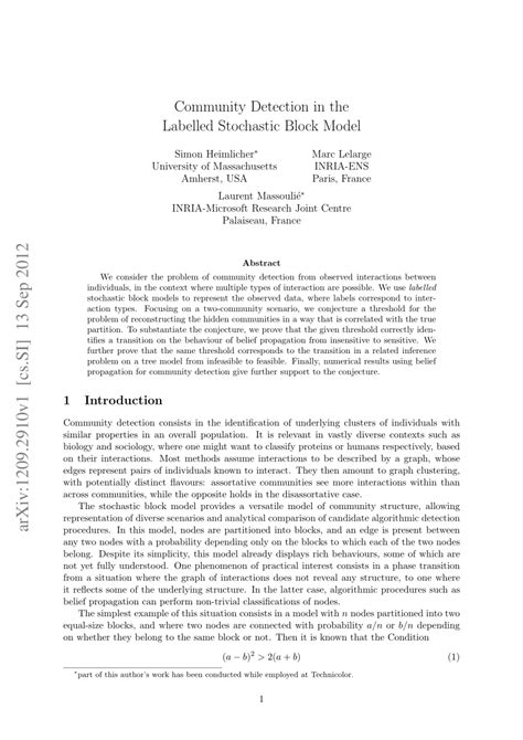 pdf community detection in the labelled stochastic block model