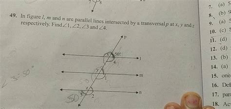 49 In Figure L M And N Are Parallel Lines Intersected By A Transversal P