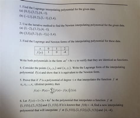 solved lagrange interpolating polynomial for the given data
