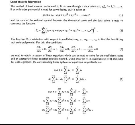solved least squares regression the method of least squares