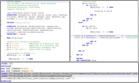 vdisp subroutine for tool vibration and fortran compiler linking the download scientific