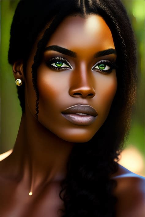 Lexica Brunette Wild And Black Hair Green Eyes Freckles Forest Black Woman