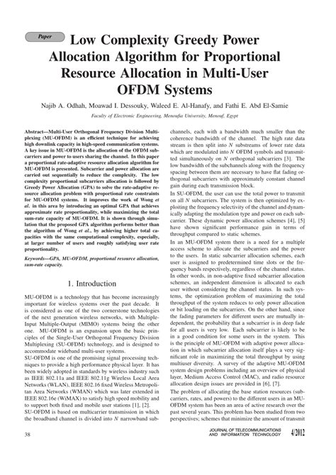 pdf low complexity greedy power allocation algorithm for proportional resource allocation in