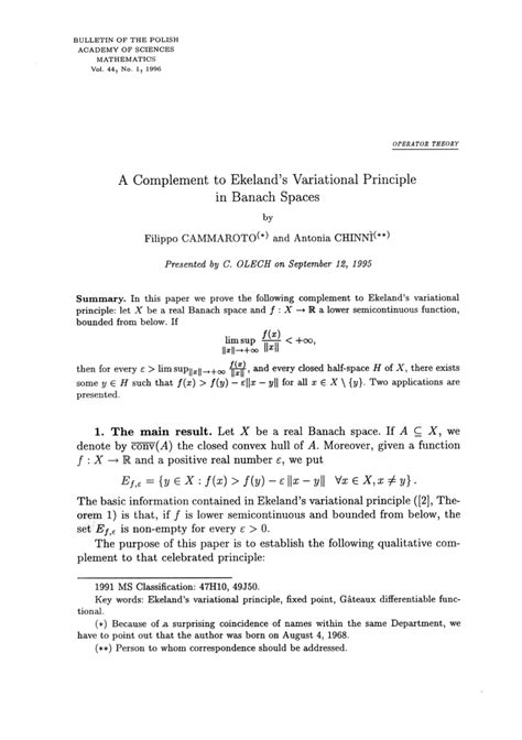 pdf a complement to ekeland s variational principle in banach spaces