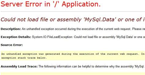 could not load file or assembly mysql data or one of its dependencies access is denied