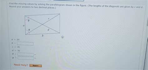 solved find the missing values by solving the parallelogram