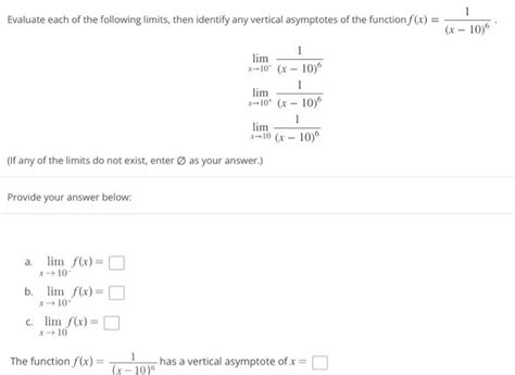 solved evaluate each of the following limits then identify
