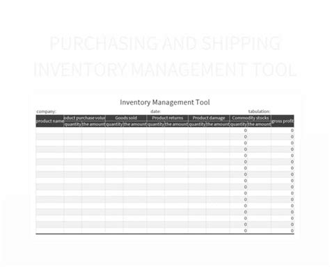 Purchasing And Shipping Inventory Management Tool Excel Template And